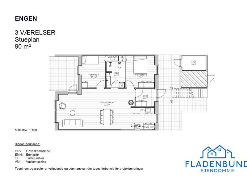 Engen, Billund - 3 værelses hus / rækkehus i Billund