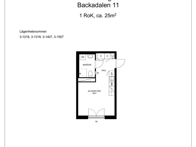 Backadalen, Hisings Backa - 1 rums lägenhet i Hisings Backa